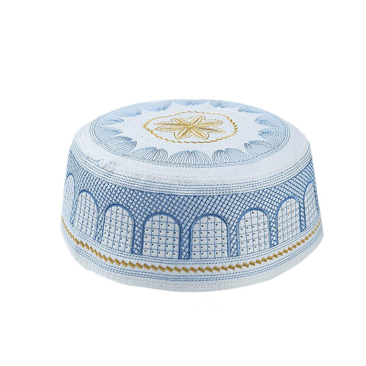 Kufi Prayer Hat - Blue white – My Islam